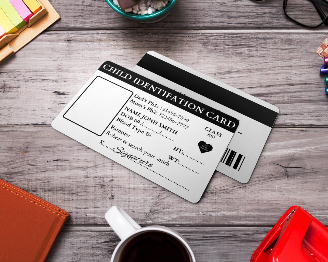 Child Identification Card Template, Custom Kid ID Card Template, Remove ...
