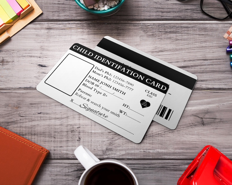 Child Identification Card Template, Custom Kid ID Card Template, Remove ...