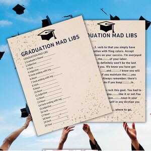 School Grad Mad Libs: Celebrate the Fun| Whimsical Graduation Party Mad ...