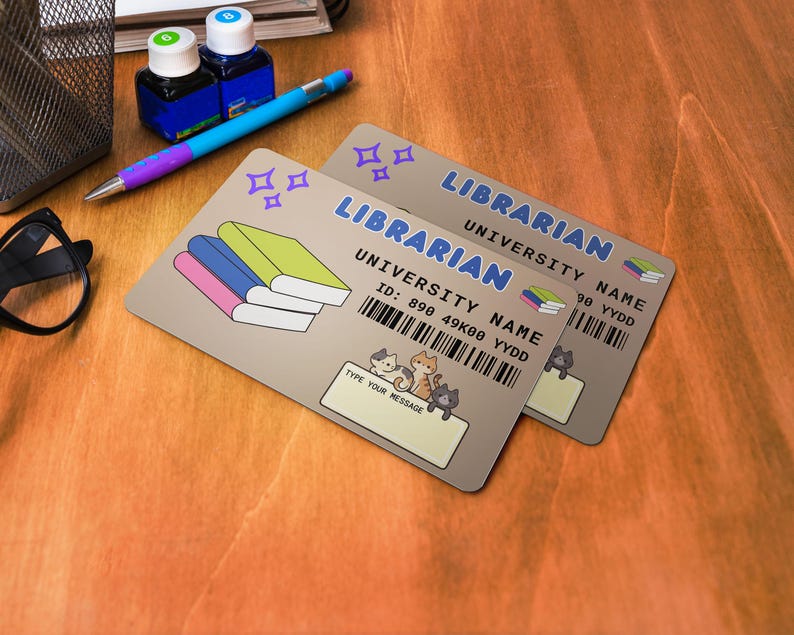 Customizable Librarian ID Card Template | Printable School Staff Badge ...