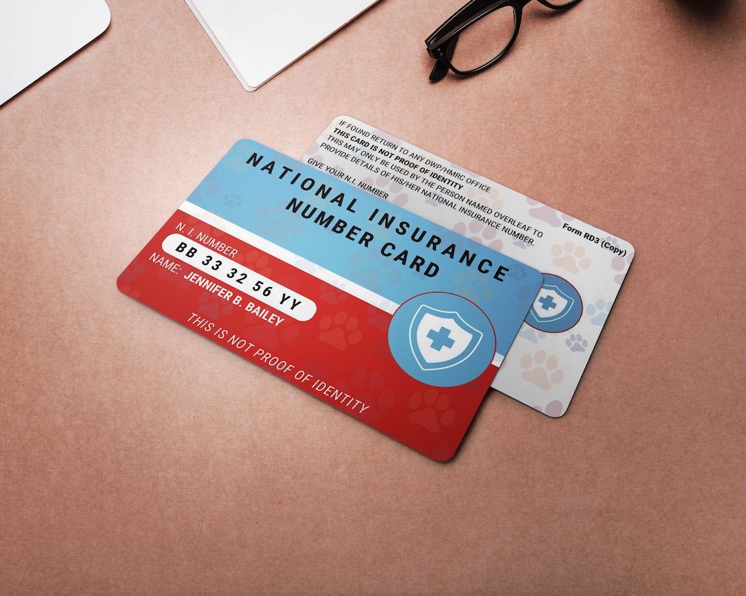 Printable National Insurance Number Card, Custom Printed Replacement ...