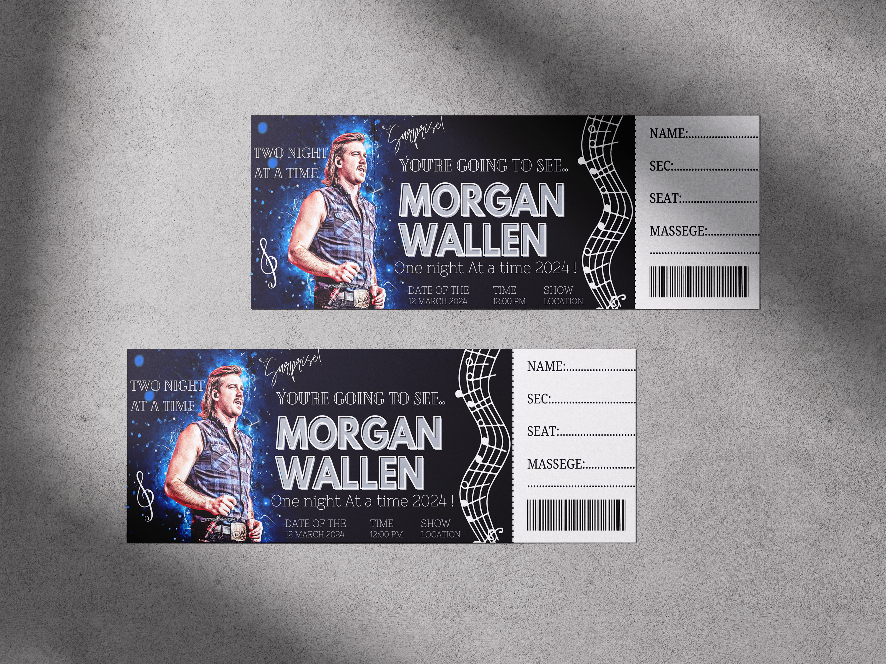 Morgan Wallen Concert Ticket Template: Surprise Gift (PDF) - Etsy