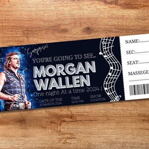Morgan Wallen Concert Ticket Template: Surprise Gift (PDF) - Etsy