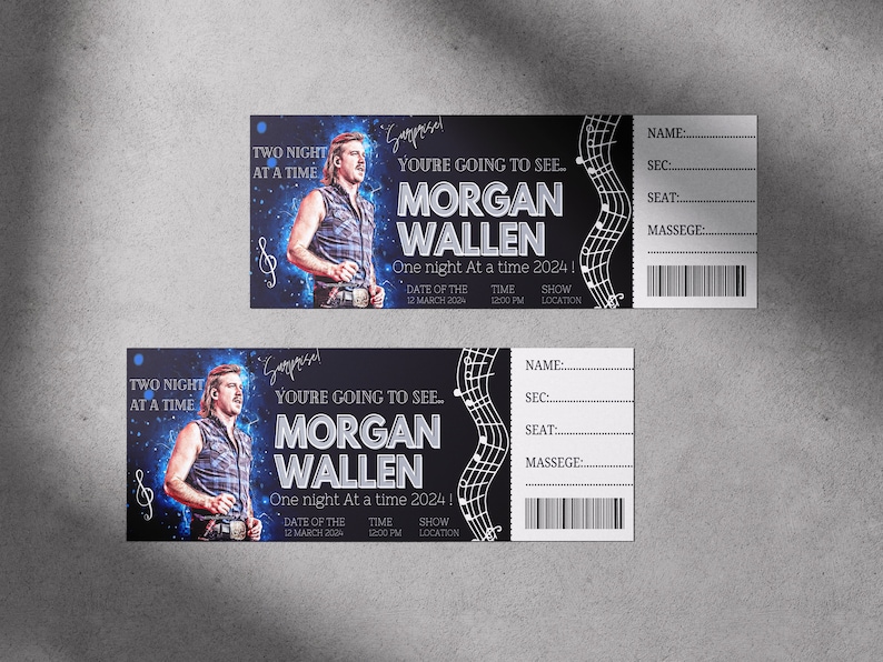 Morgan Wallen Concert Ticket Template: Surprise Gift (PDF) - Etsy