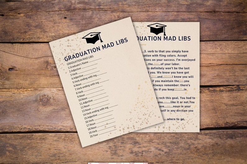 School Grad Mad Libs: Celebrate the Fun| Whimsical Graduation Party Mad ...