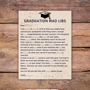 School Grad Mad Libs: Celebrate the Fun| Whimsical Graduation Party Mad Libs| College Grad Mad ...