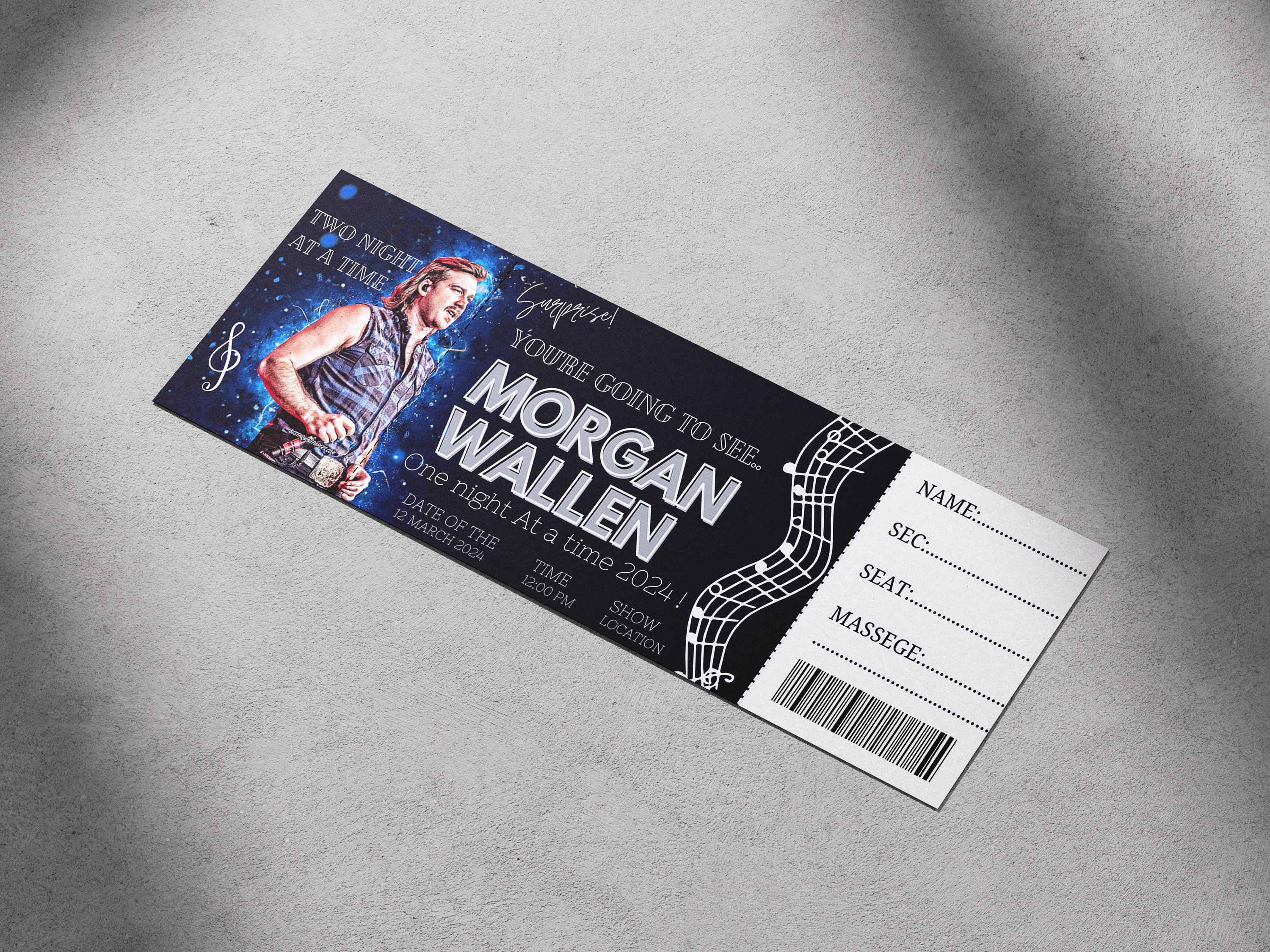 Morgan Wallen Concert Ticket Template: Surprise Gift (PDF) - Etsy