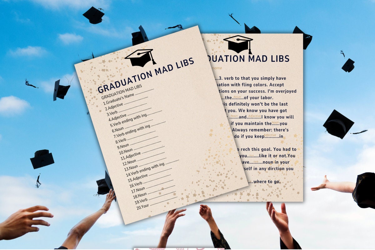 School Grad Mad Libs: Celebrate the Fun Whimsical Graduation Party Mad ...