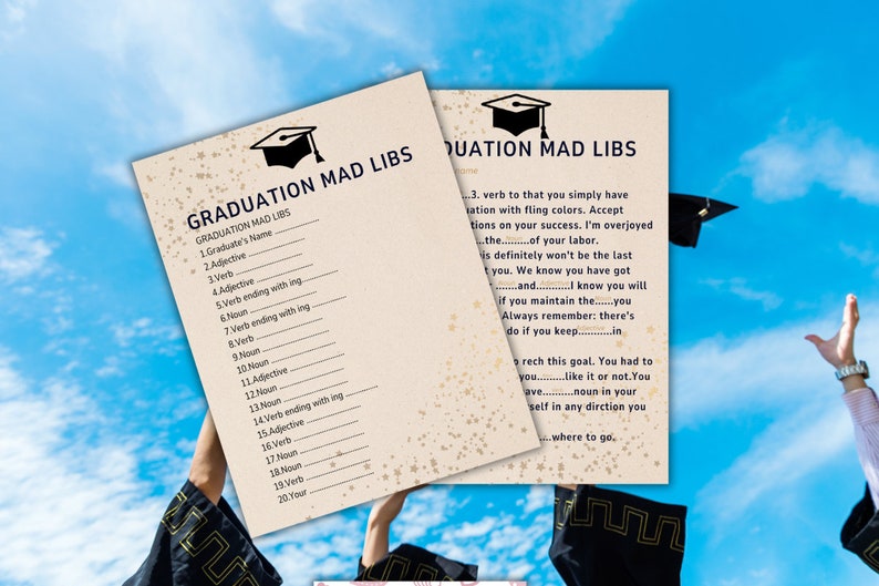 School Grad Mad Libs: Celebrate the Fun| Whimsical Graduation Party Mad ...