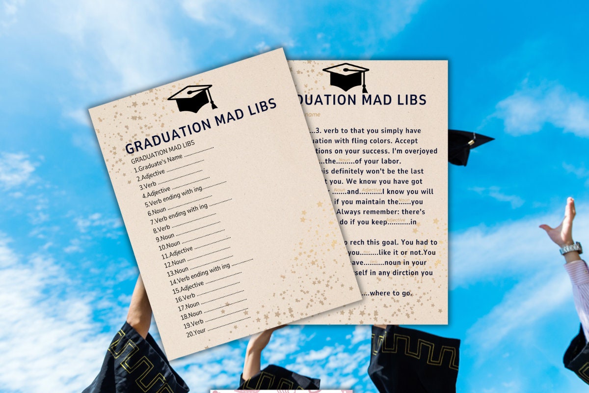 School Grad Mad Libs: Celebrate the Fun| Whimsical Graduation Party Mad ...