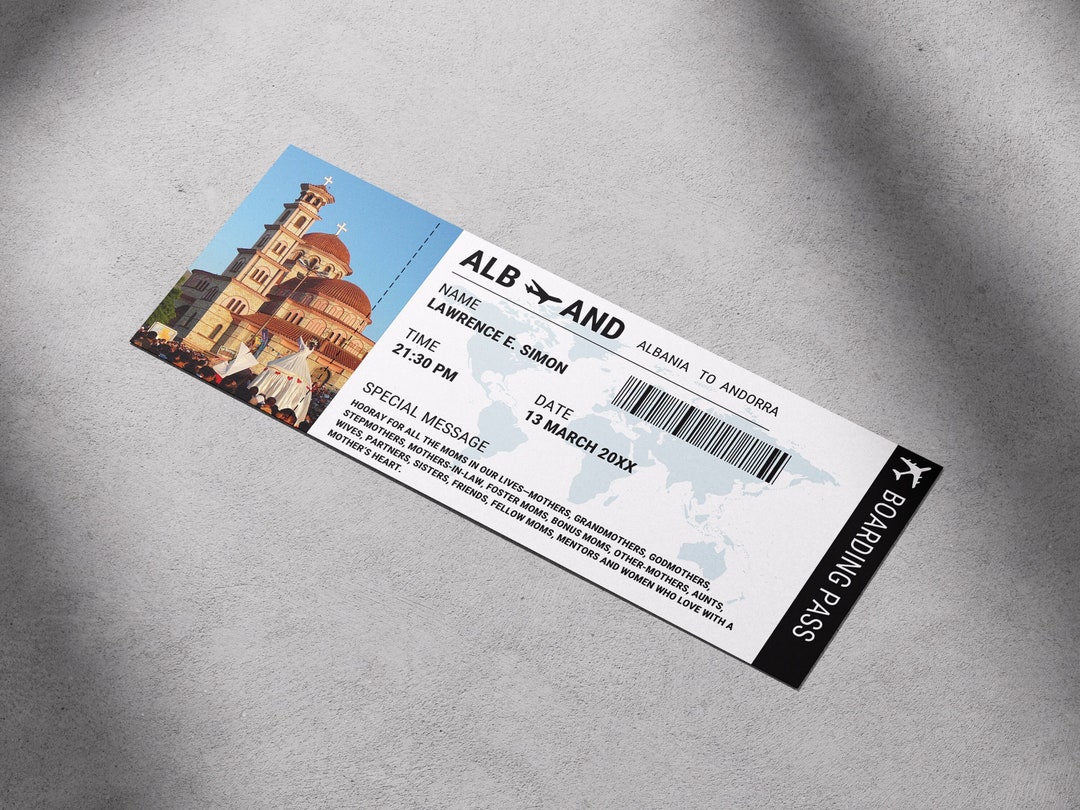 Fly Away Surprise Custom Boarding Pass Template Ready for Takeoff ...