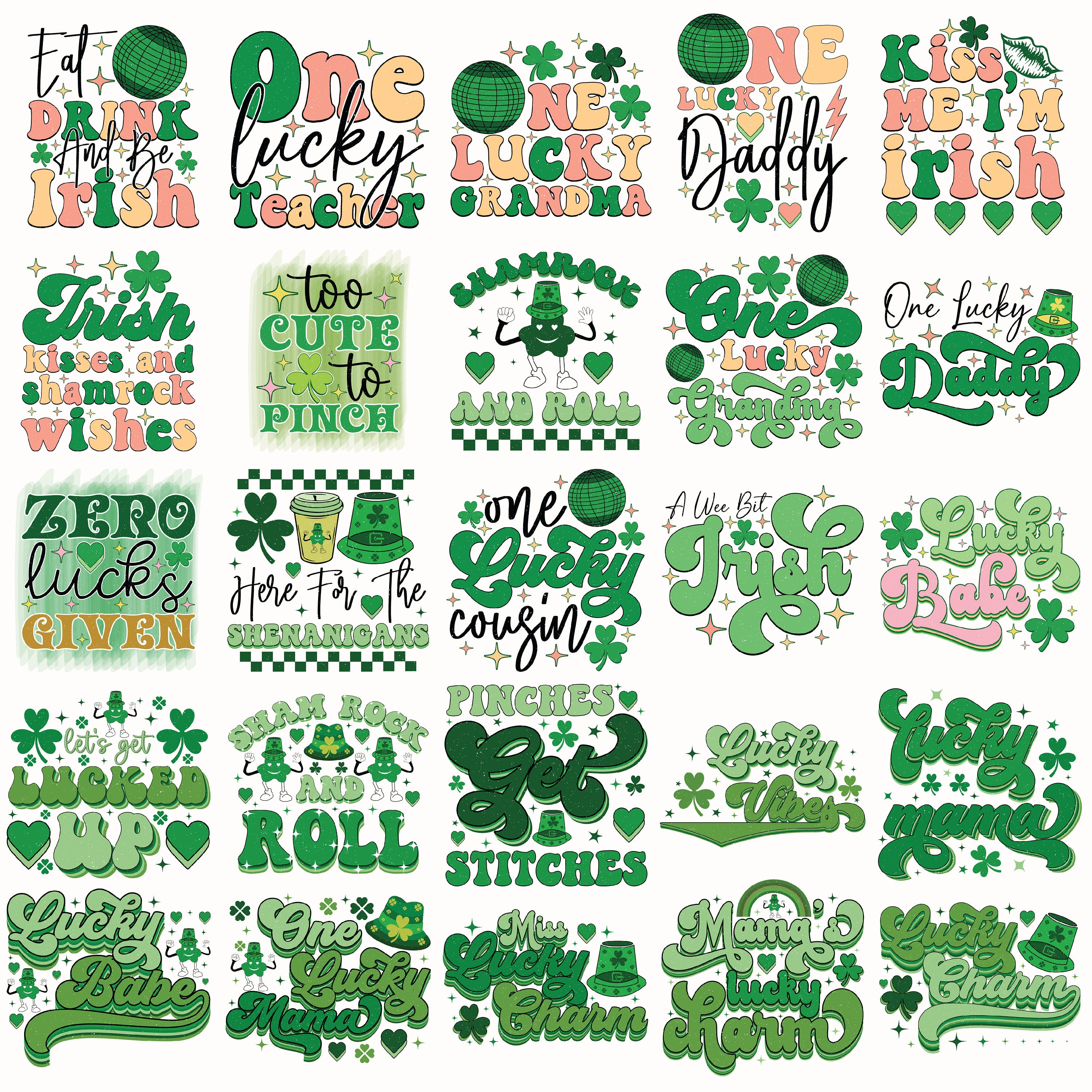St Patricks Day Png Mega Bundle, Retro St Patricks Png Designs Bundle ...