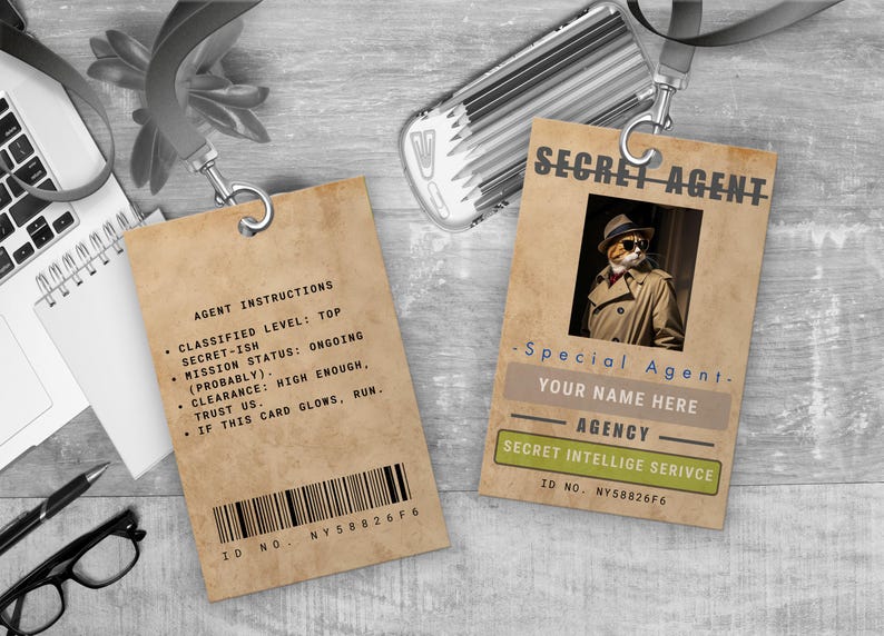Personalized Secret Agent ID Card – Editable Canva Template (digital ...