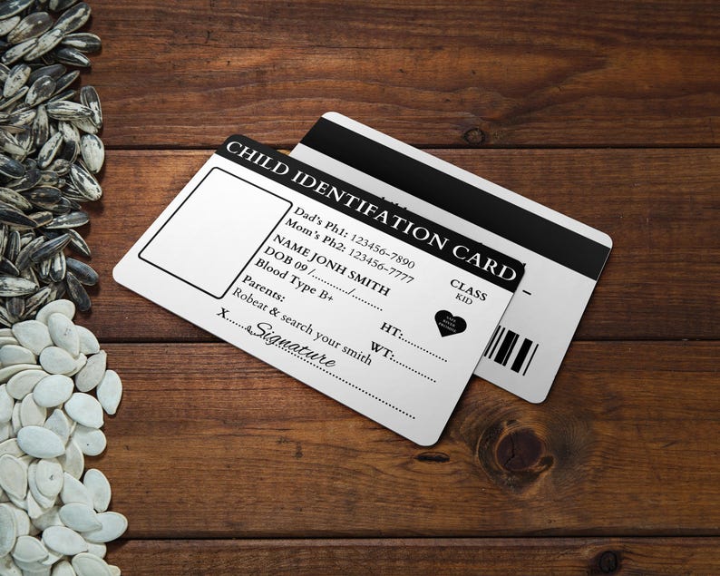 Child Identification Card Template, Custom Kid ID Card Template, Remove ...