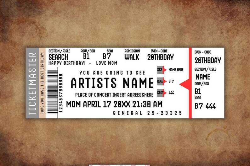 Editable Concert Ticket Template: Surprise Event Gift (digital) - Etsy