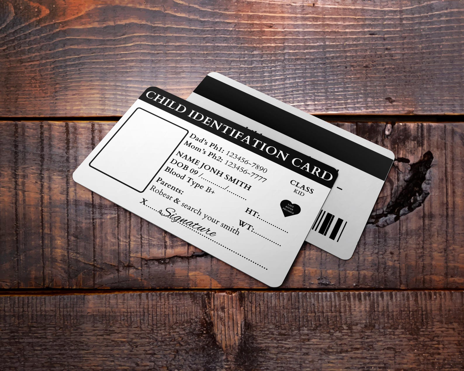 Child Identification Card Template, Custom Kid ID Card Template, Remove ...