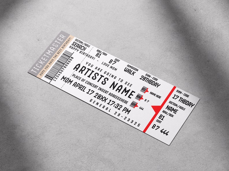 Editable Concert Ticket Template: Surprise Event Gift (digital) - Etsy
