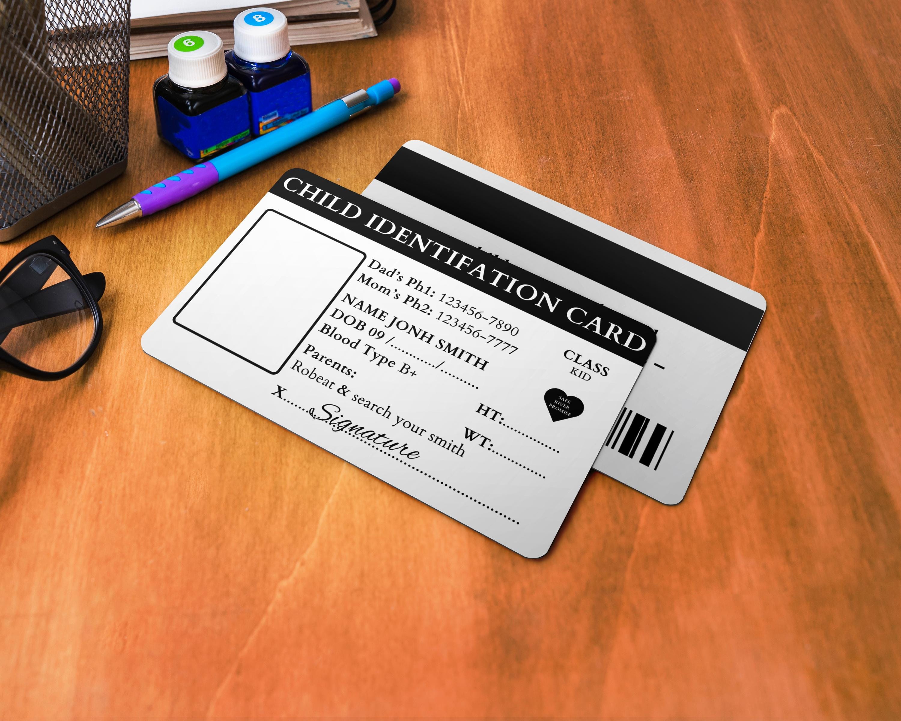 Child Identification Card Template, Custom Kid ID Card Template, Remove ...