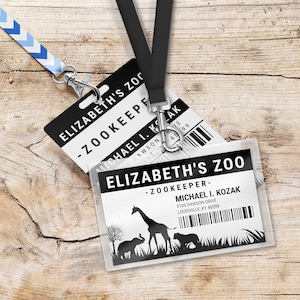 Elizabeth's Zoo Identifation Card, Zoo Pretend Play. Zookeeper ID Badge ...