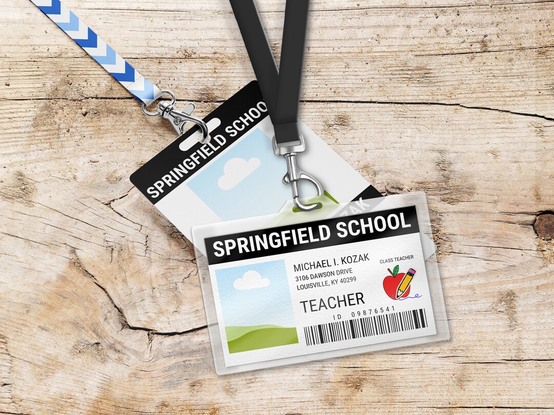 Springfield School Identifation Card| Teacher ID Badge Template ...