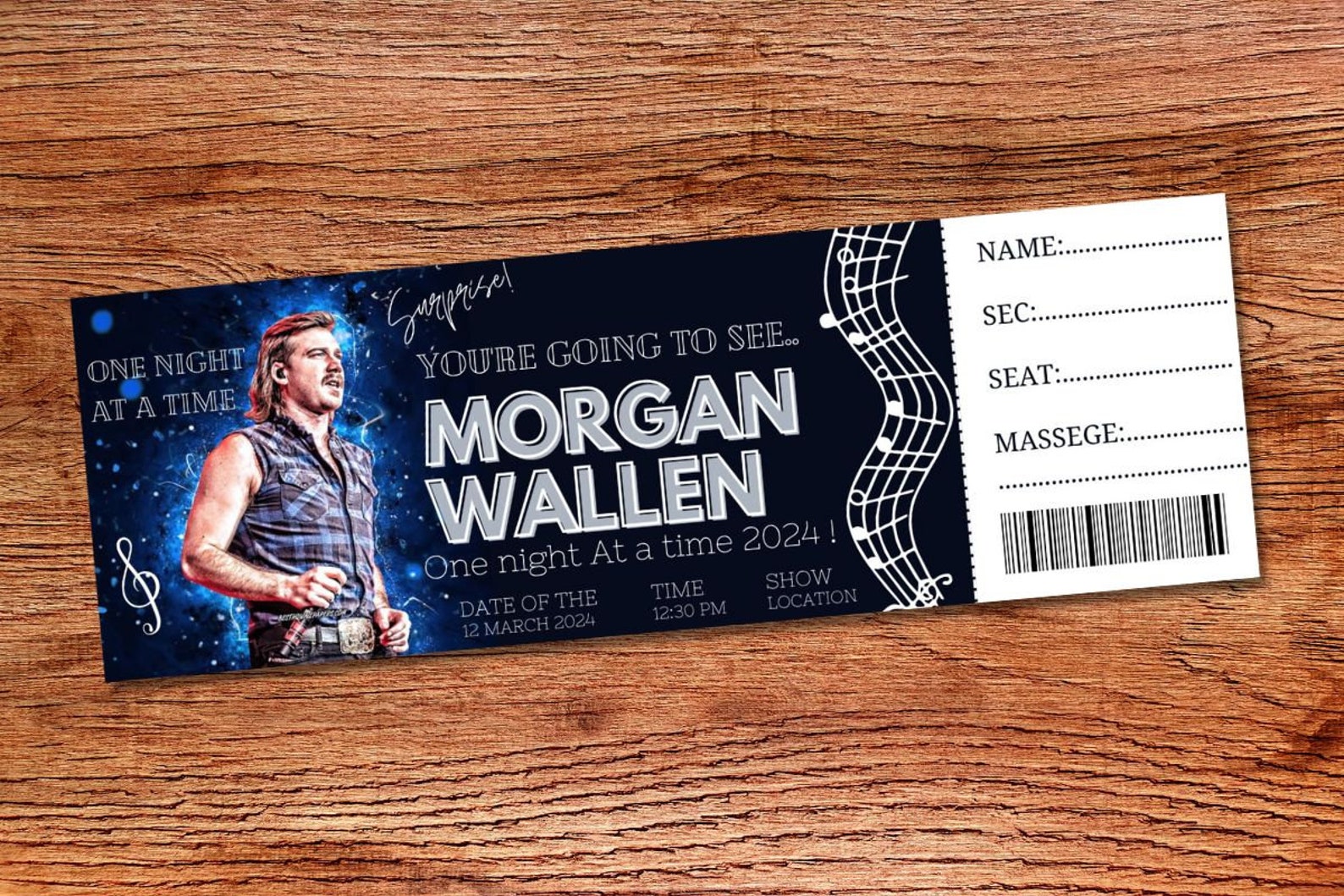 Morgan Wallen Concert Ticket Template: Surprise Gift (PDF) - Etsy