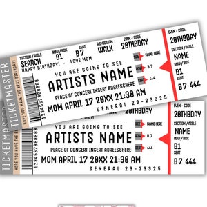Editable Concert Ticket Template, Surprise Ticket, Birthday Surprise ...