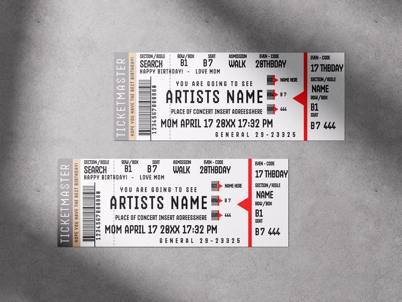 Editable Concert Ticket Template, Surprise Ticket, Birthday Surprise ...