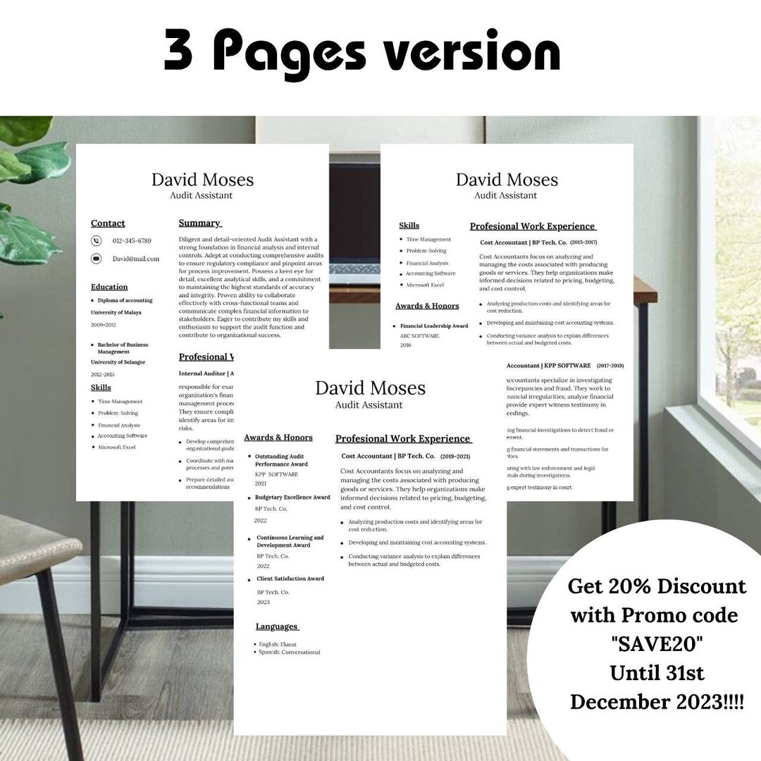 Professional Resume Template for Job Application 3-page - Etsy