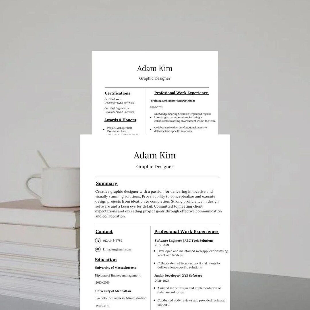 Professional Resume Template for Job Application Editable Version by ...
