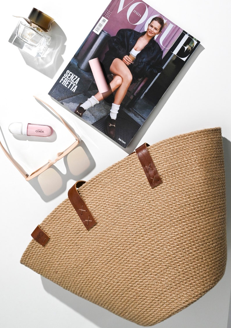 Large Woman Jute Handmade Summer Beach Ecofriendly Stylish Sustainable ...