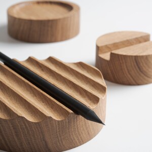 Handcrafted Minimal and Elegant Design Oak Desk Organizer Set for ...