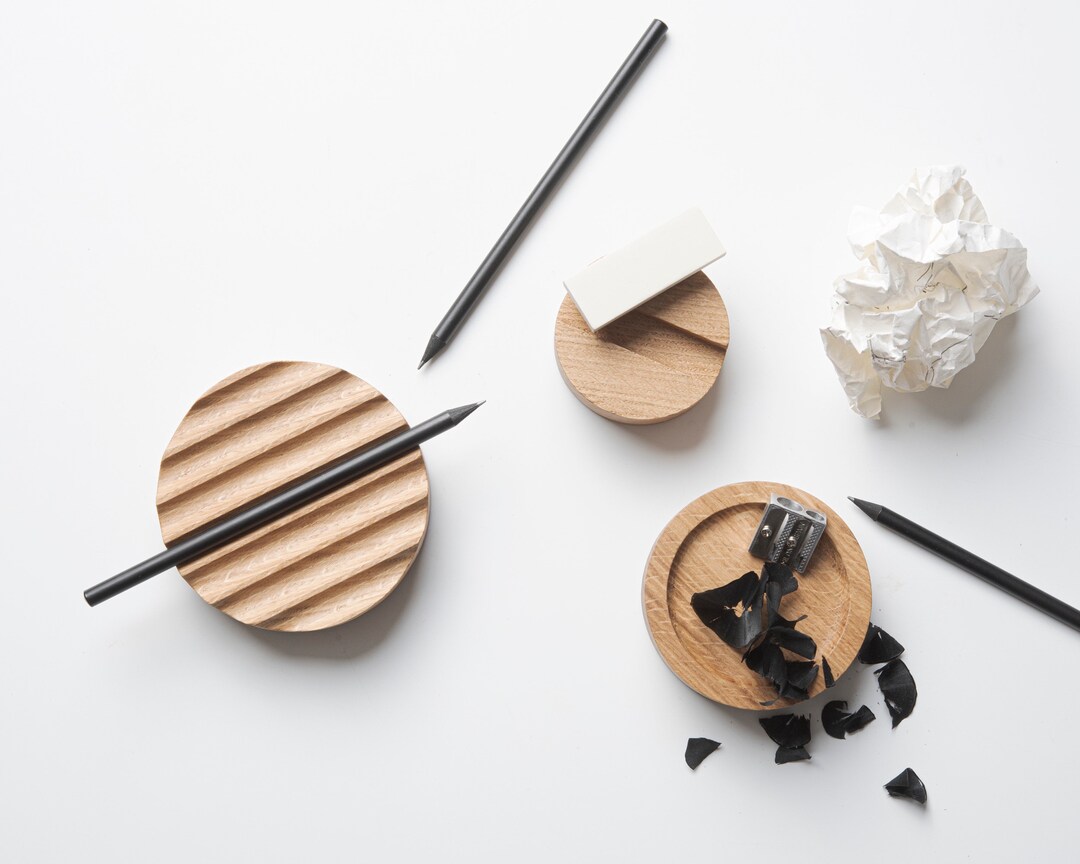 Handcrafted Minimal and Elegant Design Oak Desk Organizer Set for ...