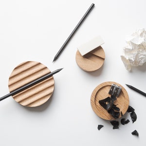 Handcrafted Minimal and Elegant Design Oak Desk Organizer Set for ...