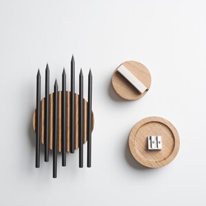 Handcrafted Minimal and Elegant Design Oak Desk Organizer Set for ...