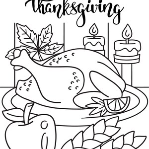 Cute Thanksgiving Coloring Book 15 Designs Automatic Download - Etsy