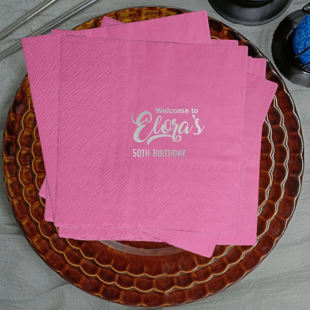 Personalized Birthday Napkins Women Ladies Girl 40th 50th 60th 70th ...
