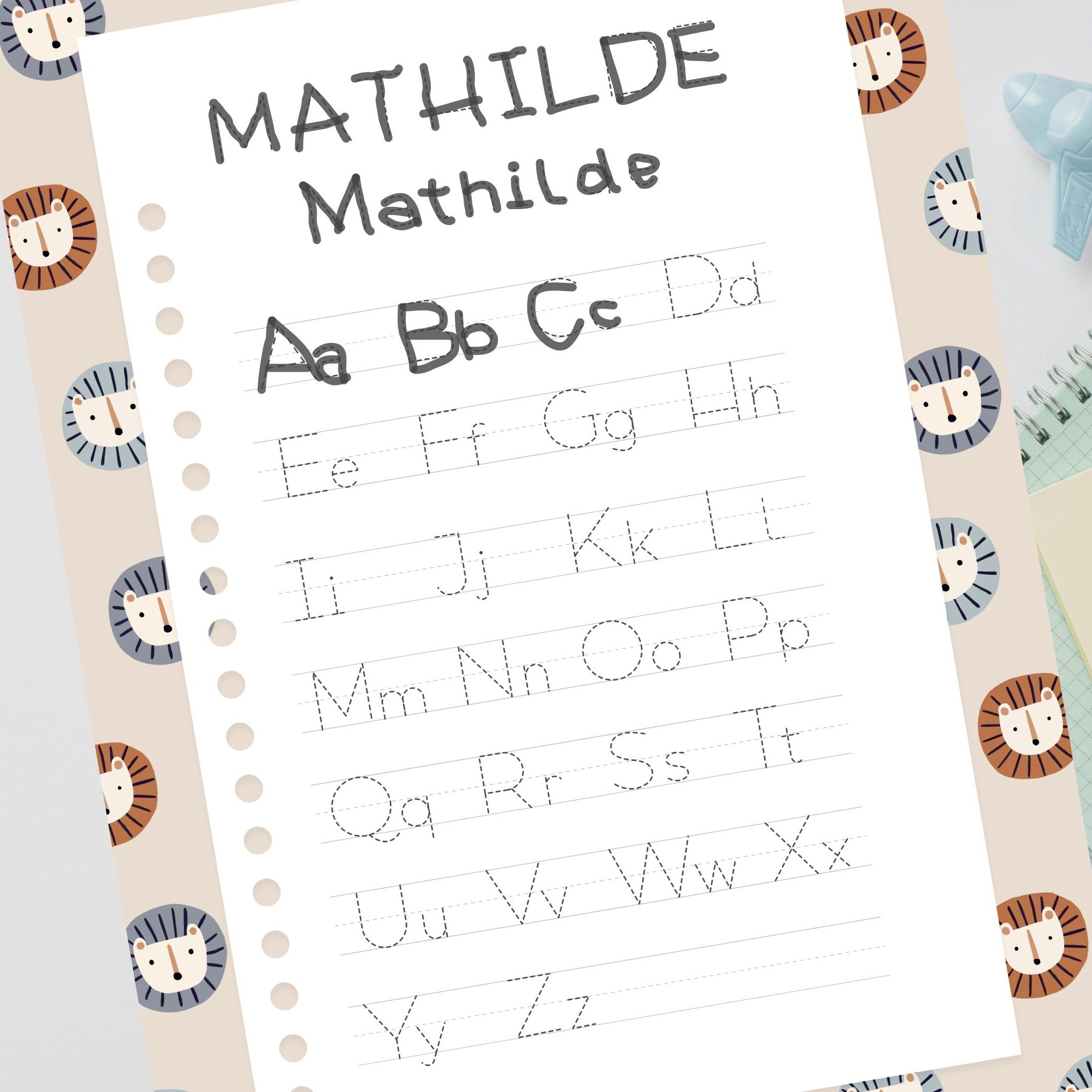 Alphabet Tracing Sheets With Name, Printable Practice Handwriting ...