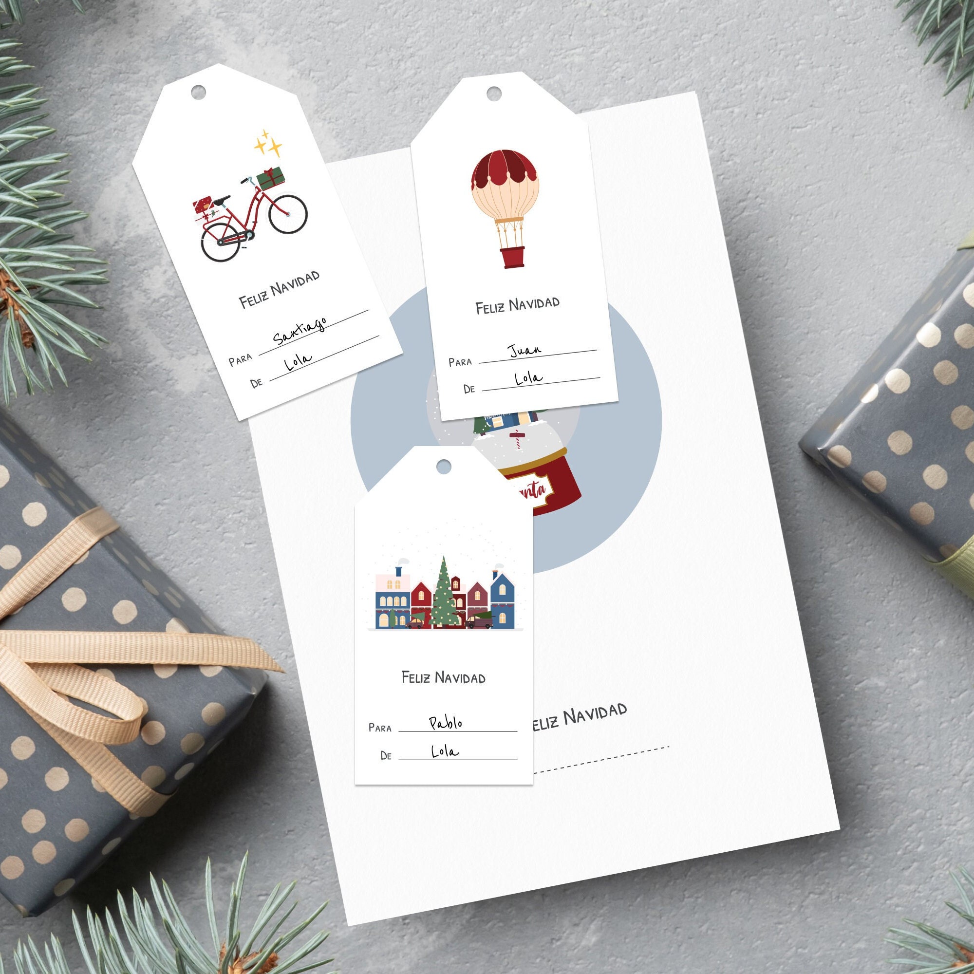 Set of 10 Christmas Gift Tags, Printable Christmas Tags, Gift Tags in 5 ...