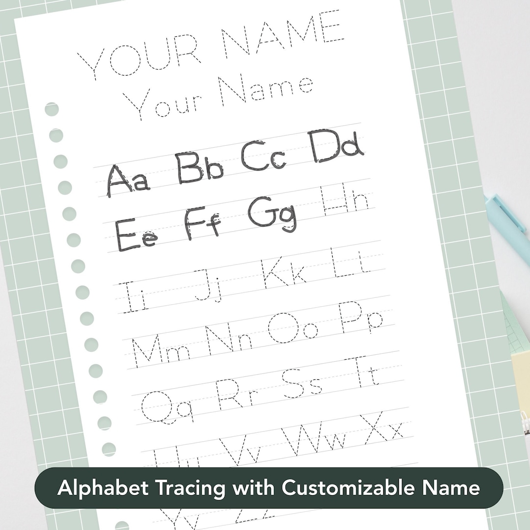Alphabet Tracing Sheets With Name, Printable Practice Handwriting ...