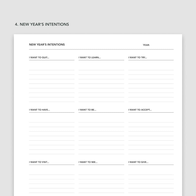 Yearly Review Printable Bundle, 5 Annual Reflection Templates, New ...