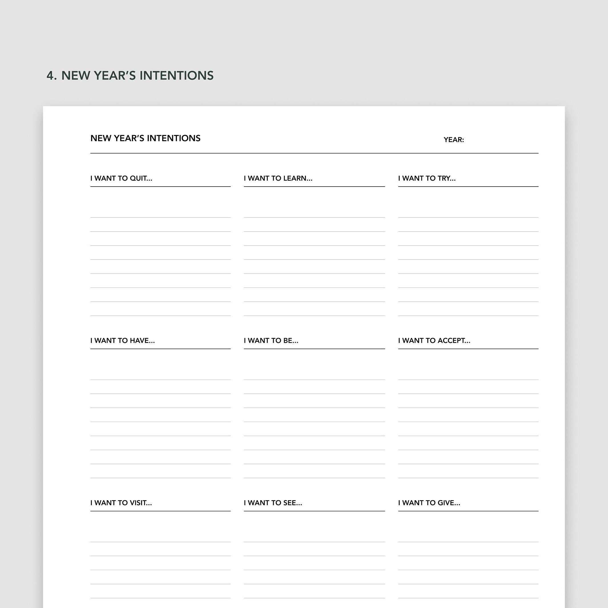 Yearly Review Printable Bundle, 5 Annual Reflection Templates, New ...