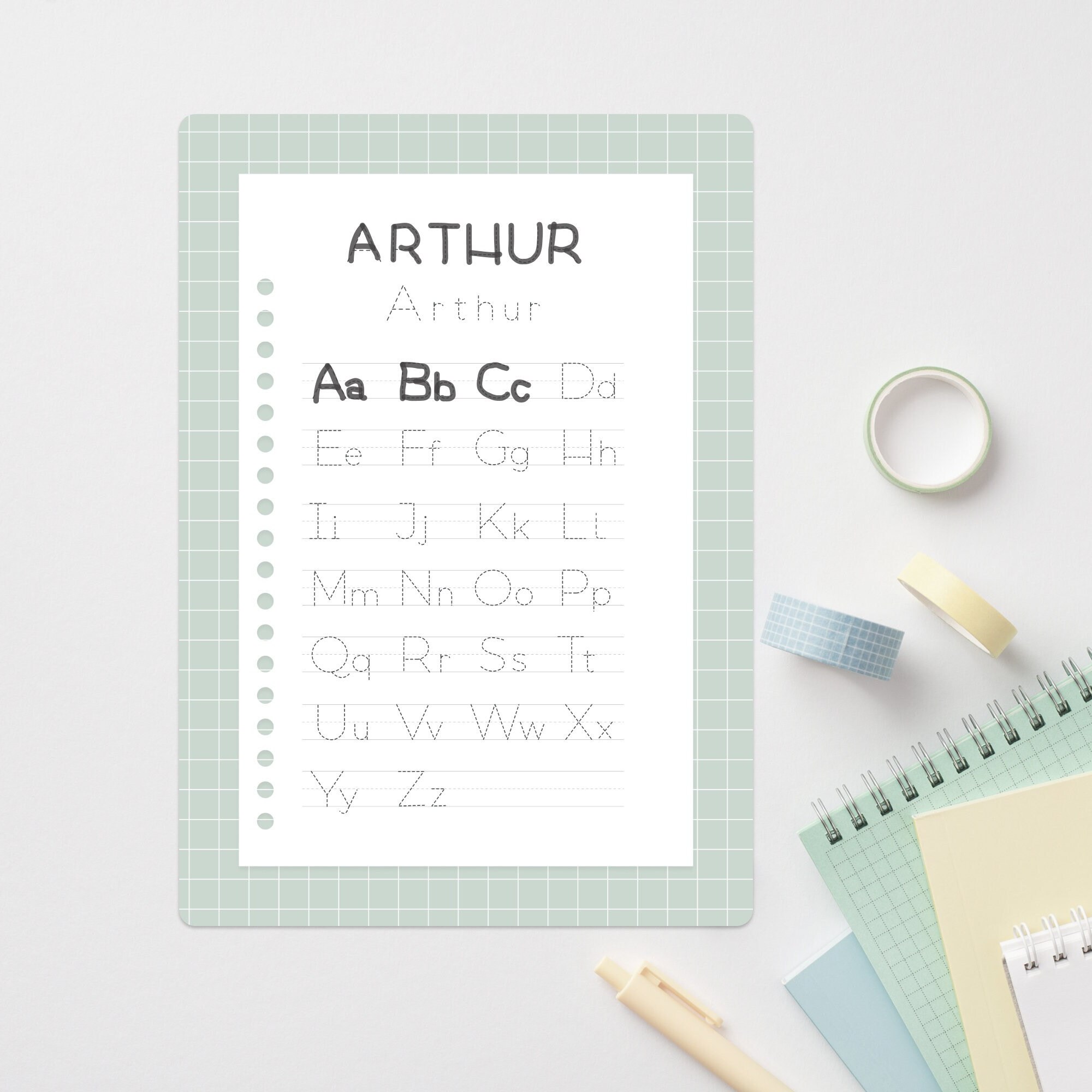Alphabet Tracing Sheets With Name, Printable Practice Handwriting ...