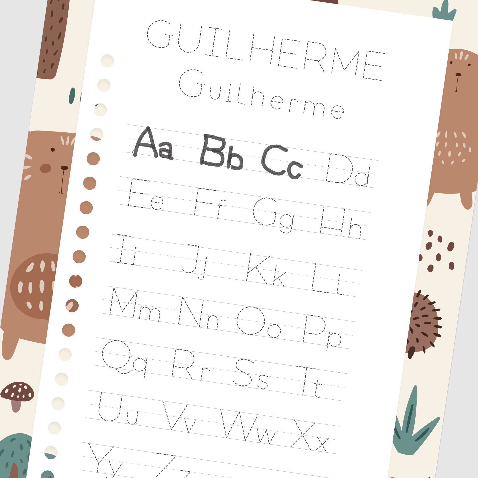 Alphabet Tracing Sheets With Name, Printable Practice Handwriting ...