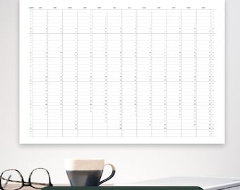 Printable PDF A2 Wall Planner Duo 2024 2025 Portrait Wall Calendar 12 ...
