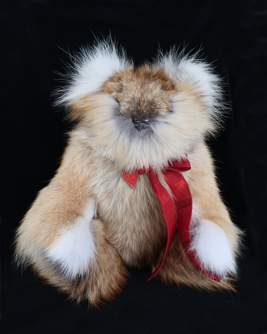Red Coyote Fur Bear, Real Fur Bear, Handmade Teddy Bear, Valentine's ...