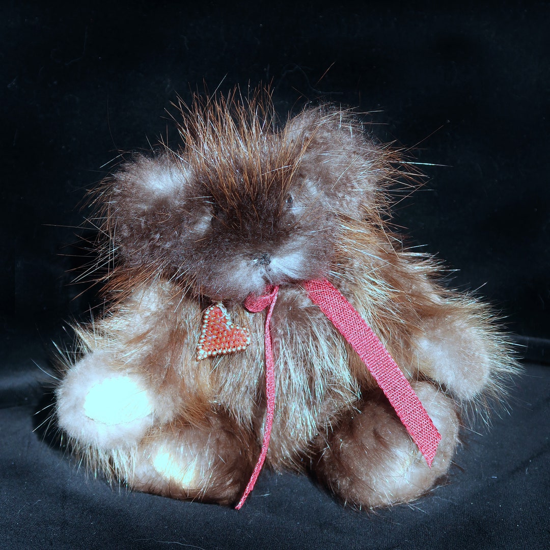 Beaver Fur Bear, Real Fur Bear, Handmade Teddy Bear, Valentine's Gift ...