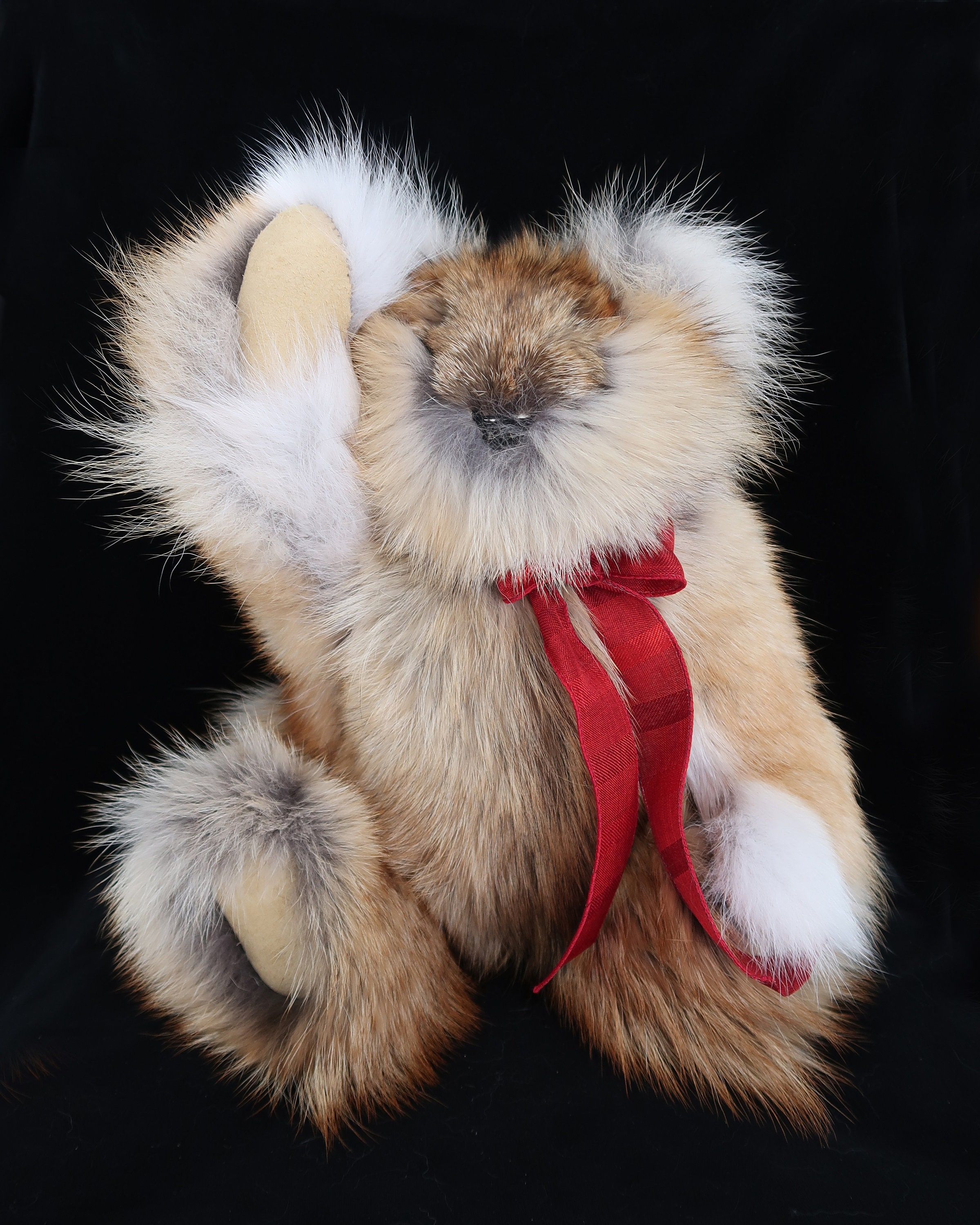 Red Coyote Fur Bear, Real Fur Bear, Handmade Teddy Bear, Valentine's ...