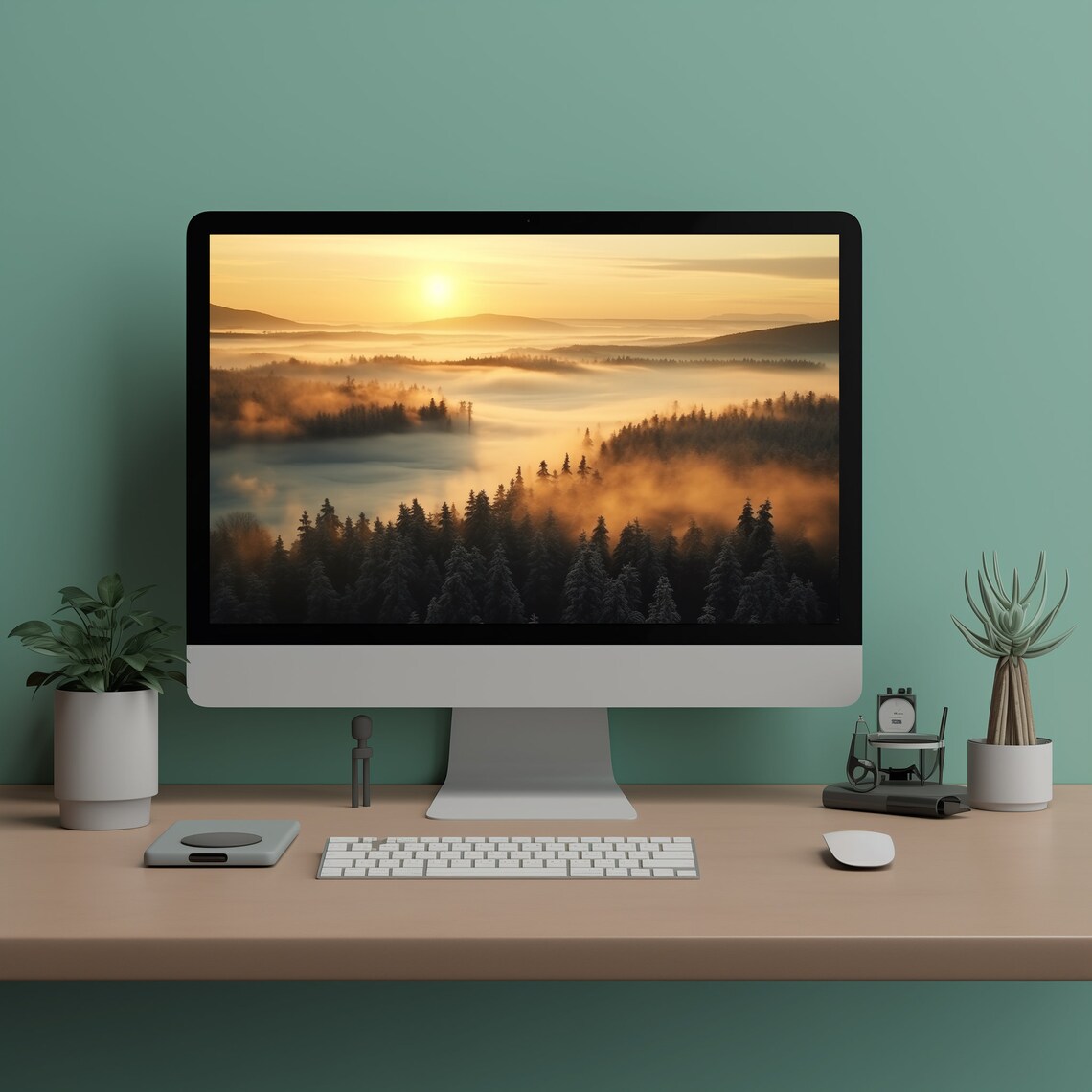 Serene Pine Forest Desktop Wallpaper - Instant Tranquility - Etsy