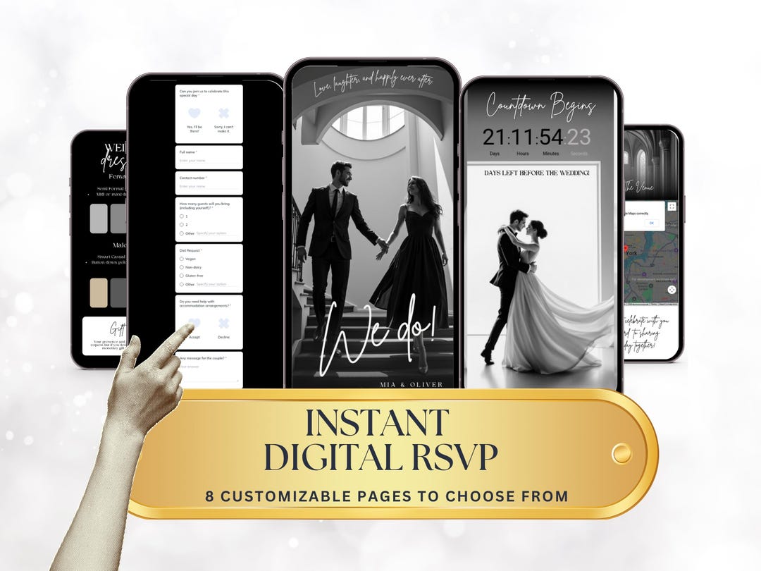 Luxury Digital Wedding Invitation, Interactive Editable Template ...