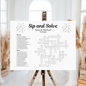 DIY Custom Sip and Solve Wedding Crossword Puzzle, Custom Wedding ...